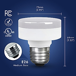 Xtricity LED Closet Low Profile Flat Puck Light Bulb, 11W (60W Eqv) 800 Lumens, 4000K Cool White, Dimmable, E26 Medium Base -120V, UL Listed (2 Pack)