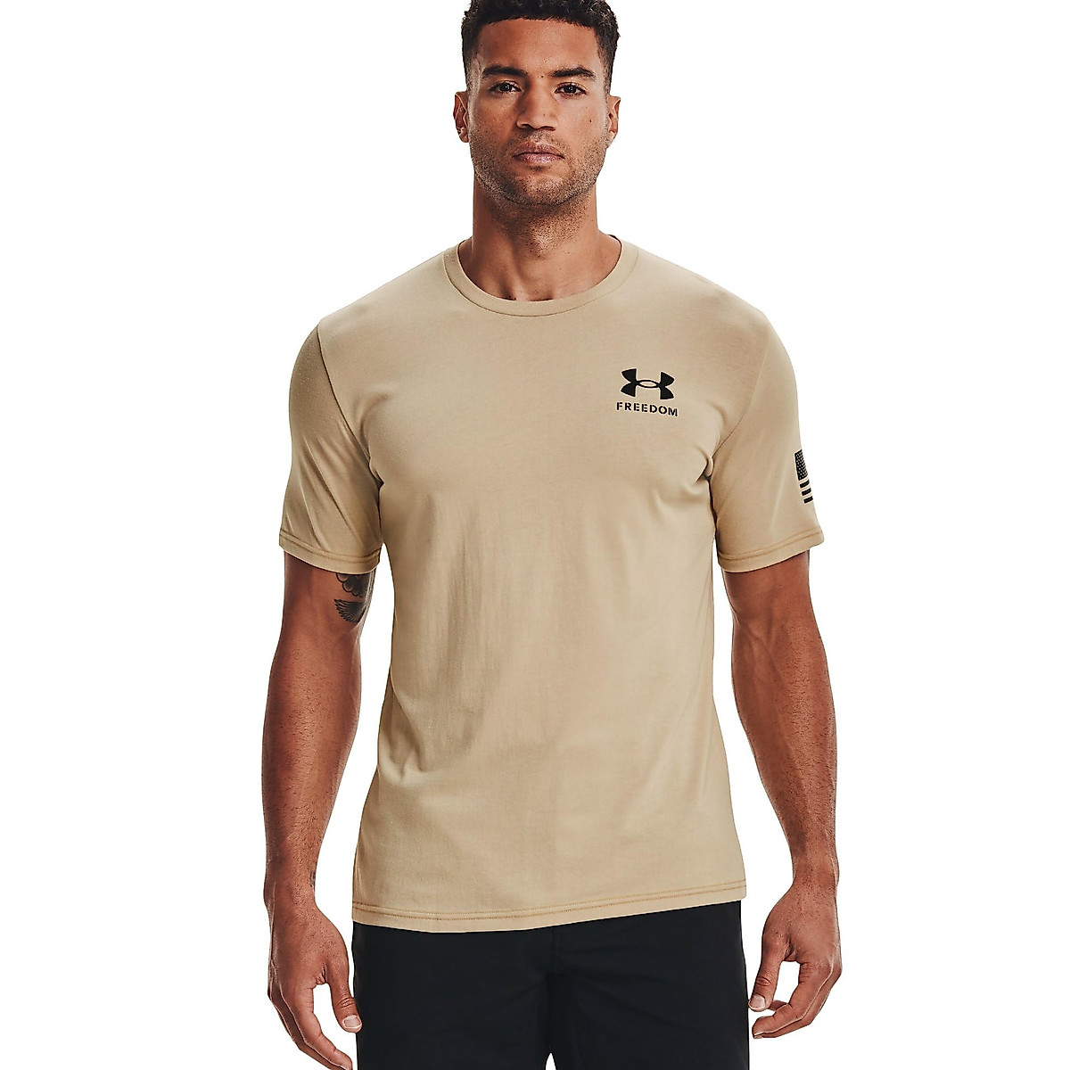 Under Armour Men's New Freedom Flag T-Shirt, Desert Sand (290)/Black, Medium