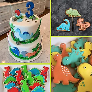 Crethinkaty Dinosaur Cookie Cutters Set for Baking 5 Pieces Biscuit Cutters Stainless Steel