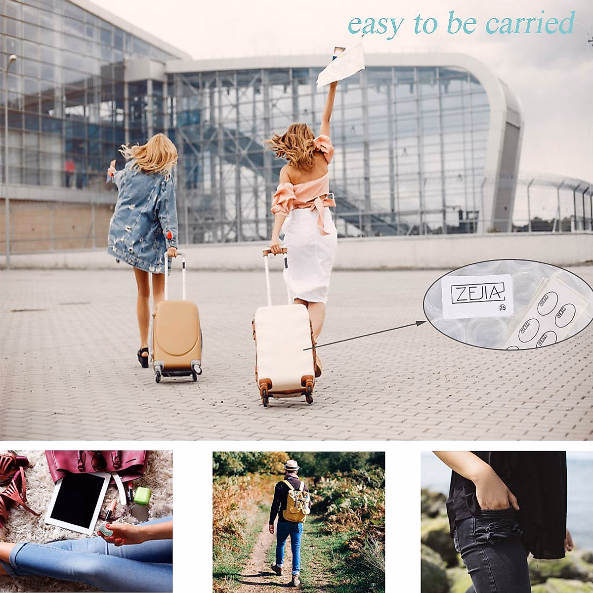 ZEJIA 3 Gram Sample Containers with Lids, 50 Count Tiny Sample Jars, 3ML Makeup Cosmetic Containers for Lip Balms, Lotion, Powder, Beauty Products(Clear Lids)