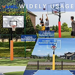 VANCL Pole Padding 4" Square Garage Pole Padding Heavy Duty Basketball Pole Pads 4 Inch Durable Basketball Pole Pad UV-Resistant Waterproof, Black (Fit 4x4 Inch Pole-6 Feet Tall)