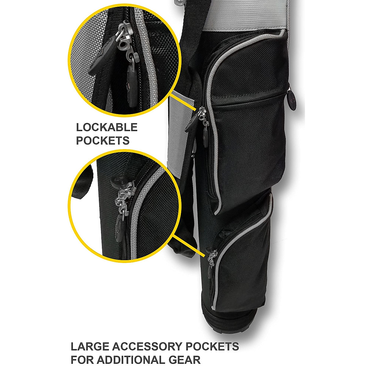 CaddyDaddy Golf Ranger Carry Sunday Range Travel Bag, Black/Silver