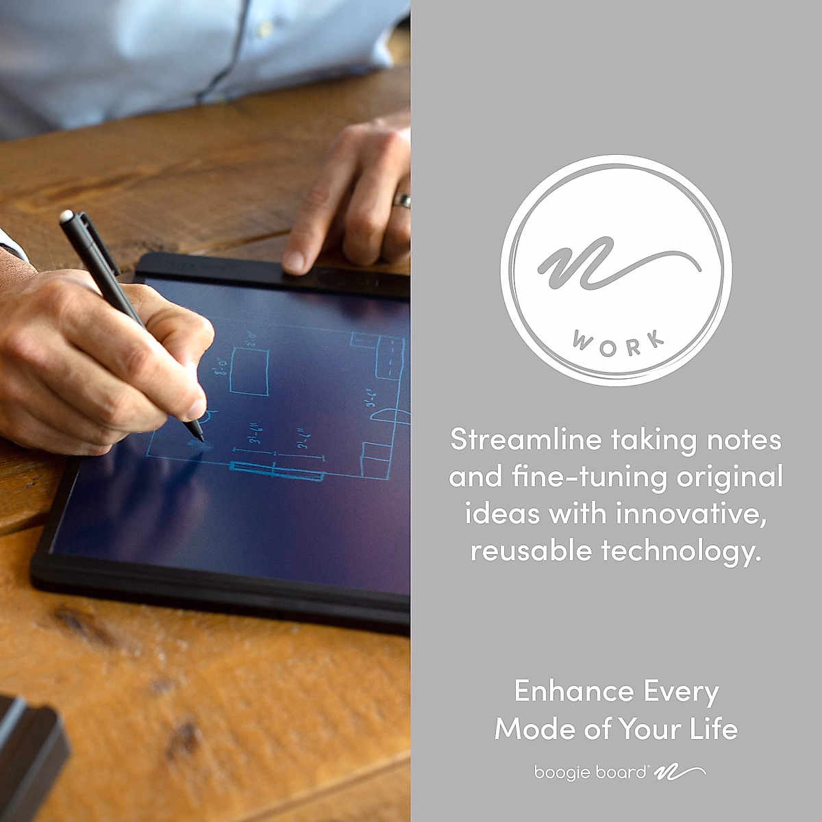 Boogie Board Blackboard Authentic Reusable Notebook with Letter-Size Writing Tablet with Stylus, Instant Erase and Templates (8.5”x11”)