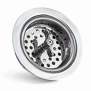 Highcraft 9763 Kitchen Sink (3-1/2 Inch) Stainless Steel Drain Assembly with Strainer Basket Spin and Seal with Threaded Stopper