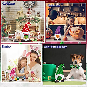 Thyle 37 Pcs Christmas Interchangeable Wooden Gnome Decor DIY Holiday Winter Seasonal Tiered Tray Decoration with Magnet Pieces Welcome Sign for Xmas Decorations