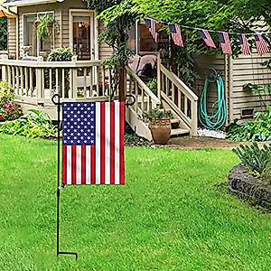 ANLEY Garden Flag Stand - Upgraded Version Reinforced Wrought Iron Garden Flag Pole Holder - Weather Resistant & Easy Assemble & Black Matte Coating - FREE Flag Stopper & Alligator Clip - H37" x W14"