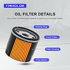 2PC AM125424 Oil Filter with 2PC Fuel Filter Compatiable for John Deere AM125424 BS 492932 695396 696854 492932B Lawn Mower Oil Filter