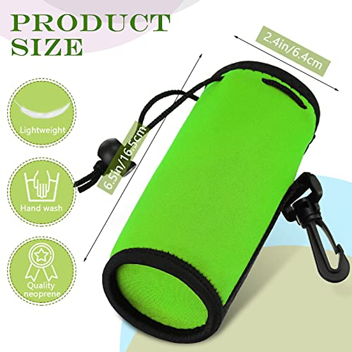 Neoprene Water Bottle Sleeves Insulators Beverage Bottle Can Sleeves 17 18 oz Water Bottle Sleeve Non Slip Drawstring Bottle Sleeves Coolers Holder Neoprene Bottle Coolier Sleeves (6 Pieces)