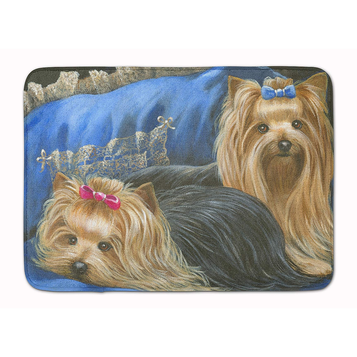 Caroline's Treasures PPP3293RUG Yorkshire Terrier Yorkie Satin and Lace Machine Washable Memory Foam Mat, Bathroom Rug, Non-Slip Bath Mat, Durable Thick Washable Rugs for Kitchen, Bathroom Quick Dry,