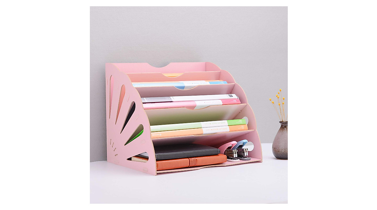 Stylish Pink File Folder Holder Organizer for Your Desk