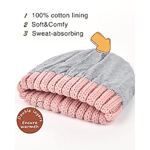 Camptrace Baby Winter Hat Toddler Beanie Baby Girls Boys Hat Warm Faux Fur Pom Kid Chunky Knitted Thick Snow Cap Pink 2-6T