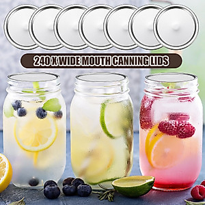 Nuogo 240 Pcs Wide Mouth Mason Jar Lids Canning Lids with Silicone Sealing Ring Split Type Airtight Jar Lids Mouth for Canning Food Fruits Jams Supplies