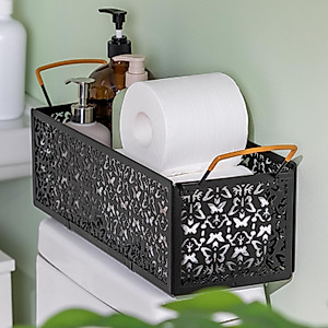 OhuaCason Toilet Paper Holder for Small Bathroom Storage: Toilet Paper Storage Basket for Small Spaces Apartment - Black