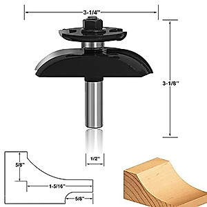 OLETBE 3 PCS Router Bit Set, 1/2-Inch Shank Round Over Raised Panel Cabinet Door Rail and Stile Router Bits, Woodworking Wood Cutter, Wood Carbide Groove Tongue Milling Tool(Silver)