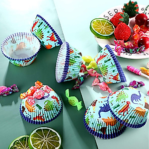 200 Pieces Dinosaur Cupcake Wrappers Dino Cupcake Holders Dinosaur Baking Cups Dinosaur Cupcake Liners for Baby Shower Wedding Birthday
