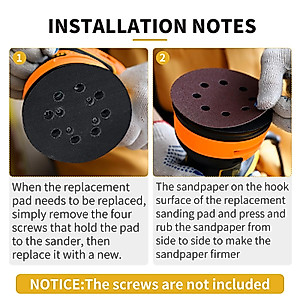 Sander Pad for Ridgid, 2 Pack 5 Inch 8 Hole Orbital Sander Pad for Ridgid R2600 R2601 5" Random Orbit Sander Replacement Hook and Loop Backing Pad for Ridgid #300527002