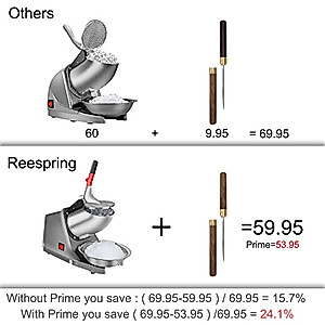 Reespring Shaved Ice Machine Ice Crusher Snow Cone Machine with Stainless Steel Blade Kitchen Electric for Shaved Ice and Snow Cone (300W 2000r/min) ;Also comes with a complinentary Ice Pick