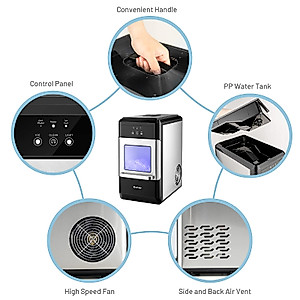 COSTWAY Nugget Ice Maker Countertop, 44 LBS Ice Makers with Built in Self-Cleaning, Intelligent Control Panel, Compressor and Ice Scoop, Portable Compact Ice Maker Machine for Party, Kitchen, Office