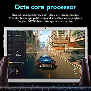 10.1in Tablet for Android 11.0-4G LTE Mobile Callable Smart Tablet, Support 2.4/5G WiFi, 8+128GB 8+20MP 1920x1200 MT6755 8 Core CPU 8800mAh (White)