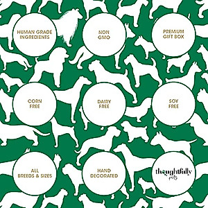 Thoughtfully Pets, Boy Dog Birthday Cookie Cake, Ginger Flavored, Blue 6 Inch Round Solid Biscuit Decorated as a Dog Birthday Cake with Frosting and Sprinkles