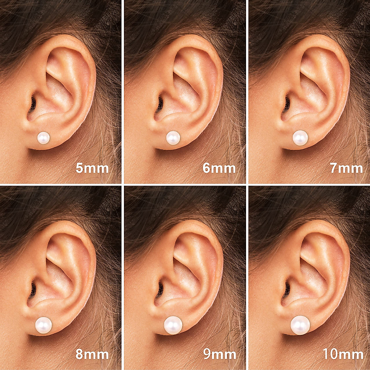 BURLAP LIFE 925 Sterling Silver Freshwater Real Round Pearl Stud Earrings Quality Pearl Earrings for Women, Silver Earring Backs, White Pearl 5mm-6mm