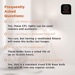 SLEEKLIGHTING E26 Standard Screw Base 23Watt CFL Light Bulb - 4 Pack 2700 Kelvin for a Warm White and 1600 Lumens (100 Watt Light Bulb Equivalent) - UL Listed