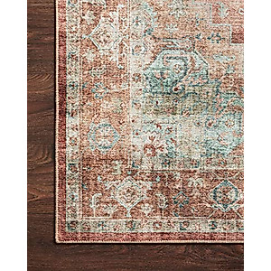 Loloi II Heidi Collection HEI-01 Area Rug 8' 6" x 11' 6" Terracotta/Aqua Rectangular 0.13" Thick