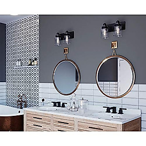 Calhoun Collection 2-Light Clear Glass Farmhouse Bath Vanity Light Antique Bronze