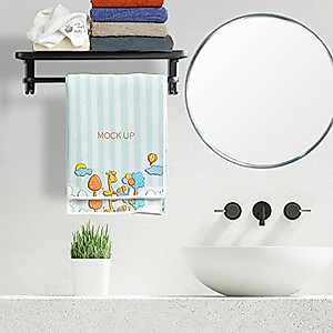 Towel Racks for Bathroom, Black Towel Bar for Bathroom with Double Shelf, Bathroom Towel Rack Wall Mounted 2 Tier, Bathroom Accessories, Space Aluminum, 24 Inch