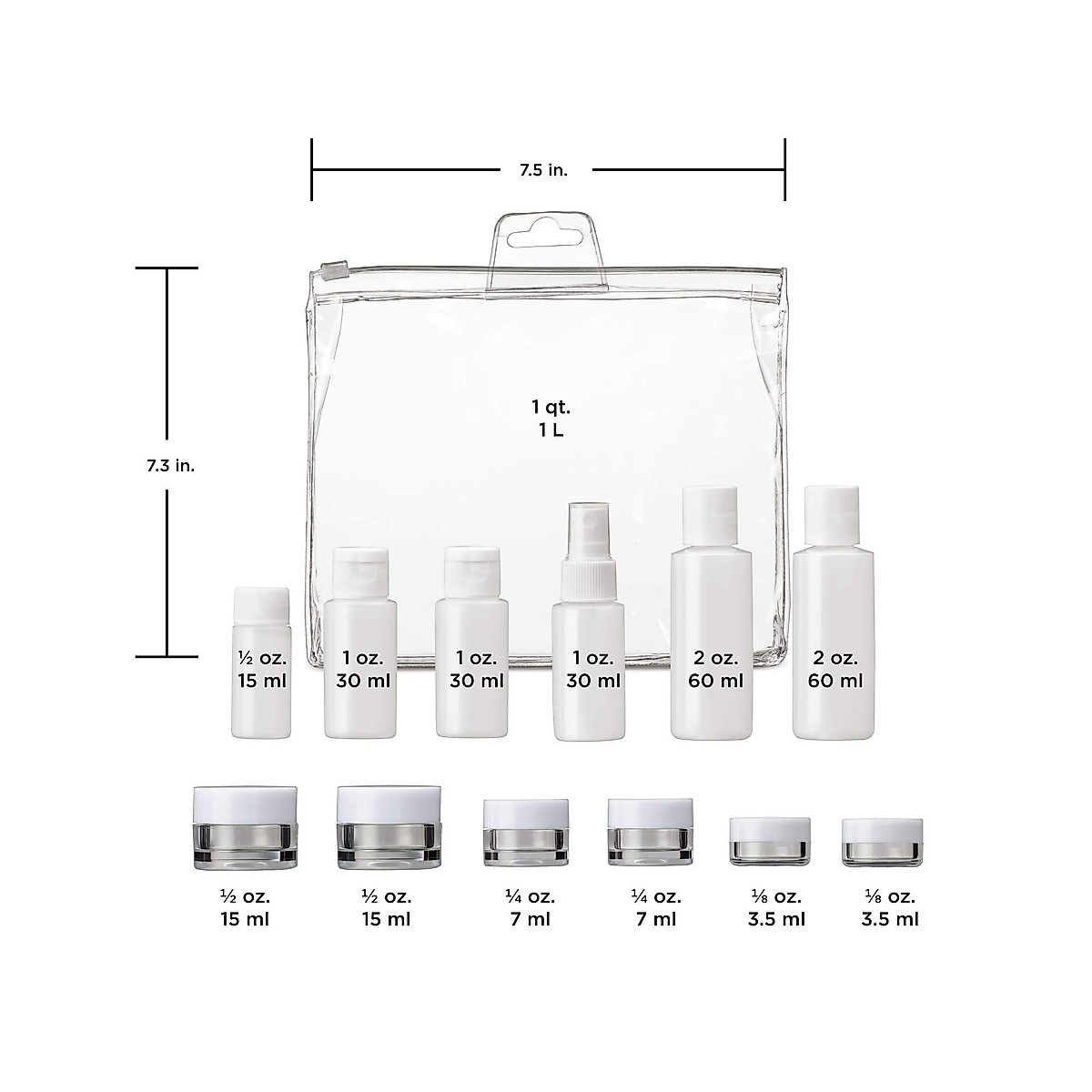 Conair Travel Sized Toiletries, TSA Approved Travel Bottles, Travel Sized Bottles by Travel Smart, 13 Piece Set