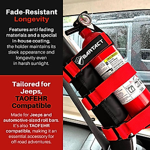 Bartact - Padded Roll Bar Fire Extinguisher Mount for Vehicle Holder with Adjustable Steel Brackets, US Made Anti-Fade Off-Road for Jeep Fire Extinguisher Holder, Jeeps TAOFEHR, Red (2.5-5 lbs)