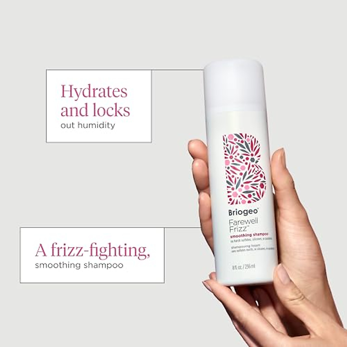 Briogeo Farewell Frizz Smoothing Shampoo, Tame Frizz and Restore Shine to Dull, Dry Hair, Nourishes and Smooths, Argan Oil for Shine, Vegan, Cruelty-Free, 8 fl oz