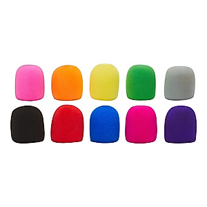 Stockroom Plus Handheld Microphone Windscreen, Reusable Foam Covers in 10 Colors (2.25 x 3 in, 20 Pack)