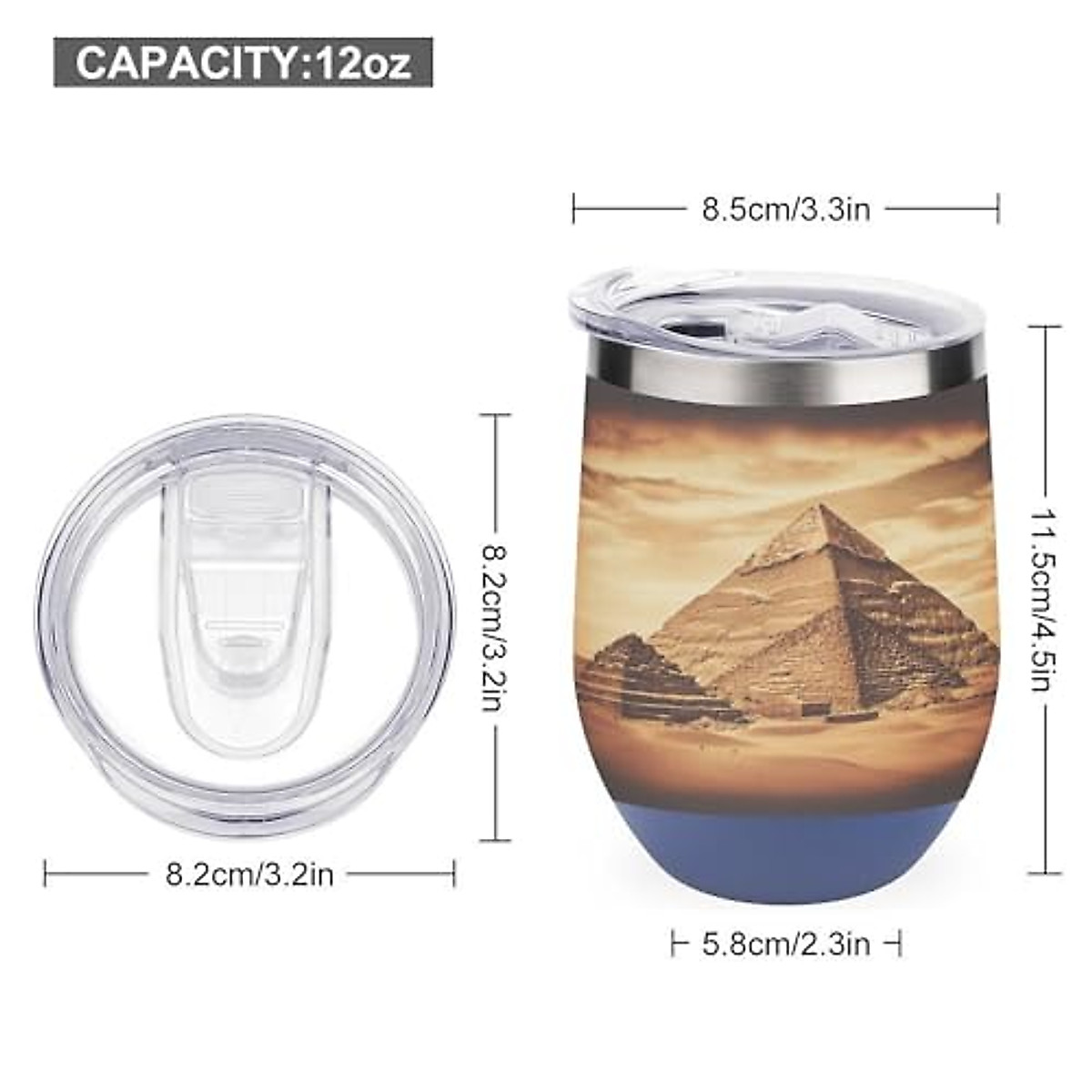 WYUSPGK 304 Stainless Steel Insulated Cup, Vintage Great Egyptian Pyramid Print Smooth Rim, Durable & Reusable - Perfect for Office, Home, And Travel