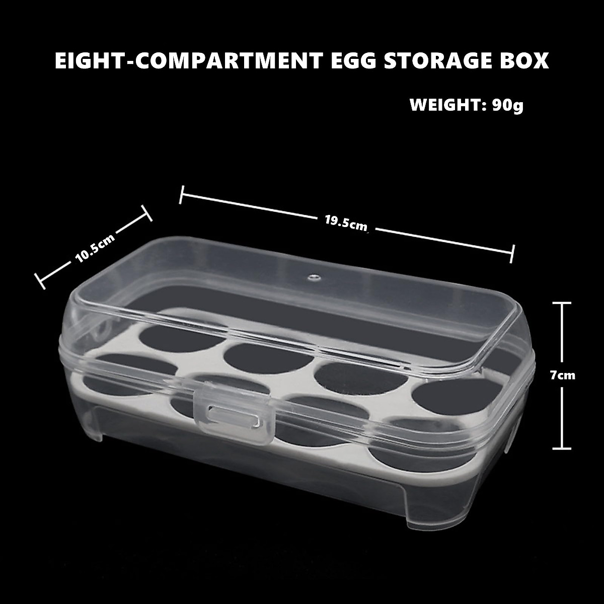 Egg Storage Box 8 Grid Portable Egg Tray Shockproof Leakproof Egg Holder Container for Refrigerator Camping Picnic Hiking, Plastic Egg Storage Box Case, White