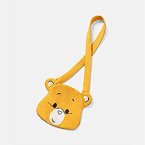 PATPAT Care Bears 2pcs Baby Girl Solid & Print Spliced Flutter-Sleeve Dress with Crossbody Bag Set Yellow 9-12 Months