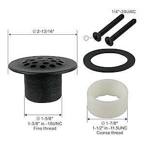 Matte Black Trip Lever Tub Trim Kit Set with 2-Hole Overflow Faceplate,Welsan Trip Lever tub Drain with Strainer, Universal Fine Replacement Overflow and Matching Screws?No Putty Installation?Black?