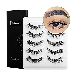 False Eyelashes Wispy Natural Look Lashes 5 Pairs Soft Faux Mink Lashes 3D 6D Volume Fluffy Frihappy Fake Eyelashes Packs DW4