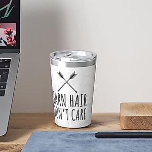 Barn Hair Don't Care Horse Lover Gift For Momen Men Girls 12oz Insulated Travel Coffee Mug Camping Stainless Steel Coffee Tumbler Reusable Coffee Cups with Lids Thermos for Hot and Cold Drink-V