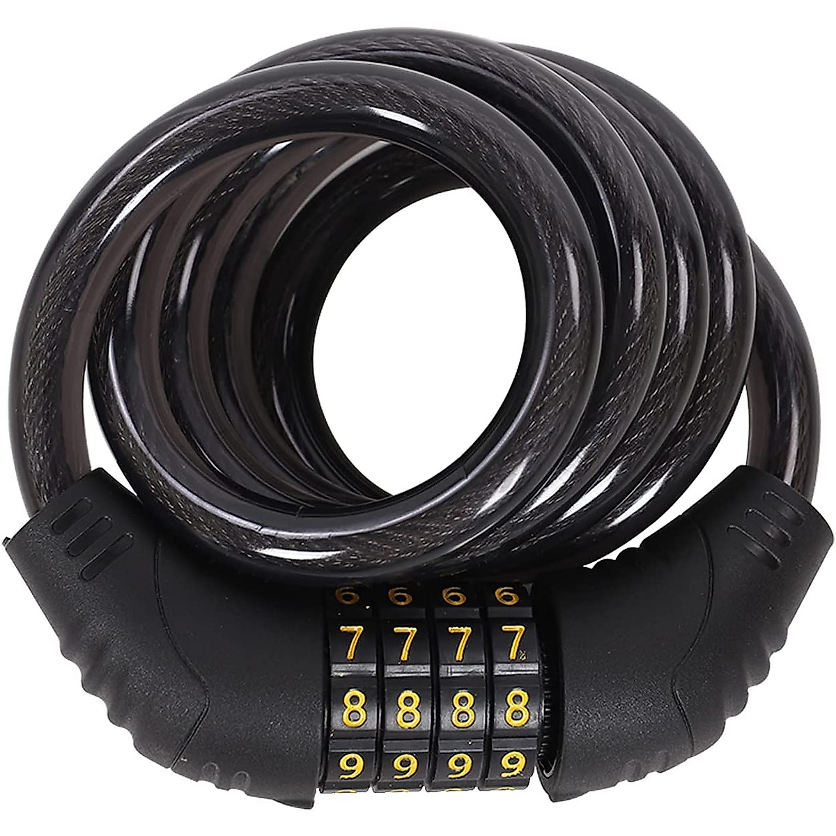 Roming 4 Digit Coiled Security Cable Lock, 50 Inches Long, Black