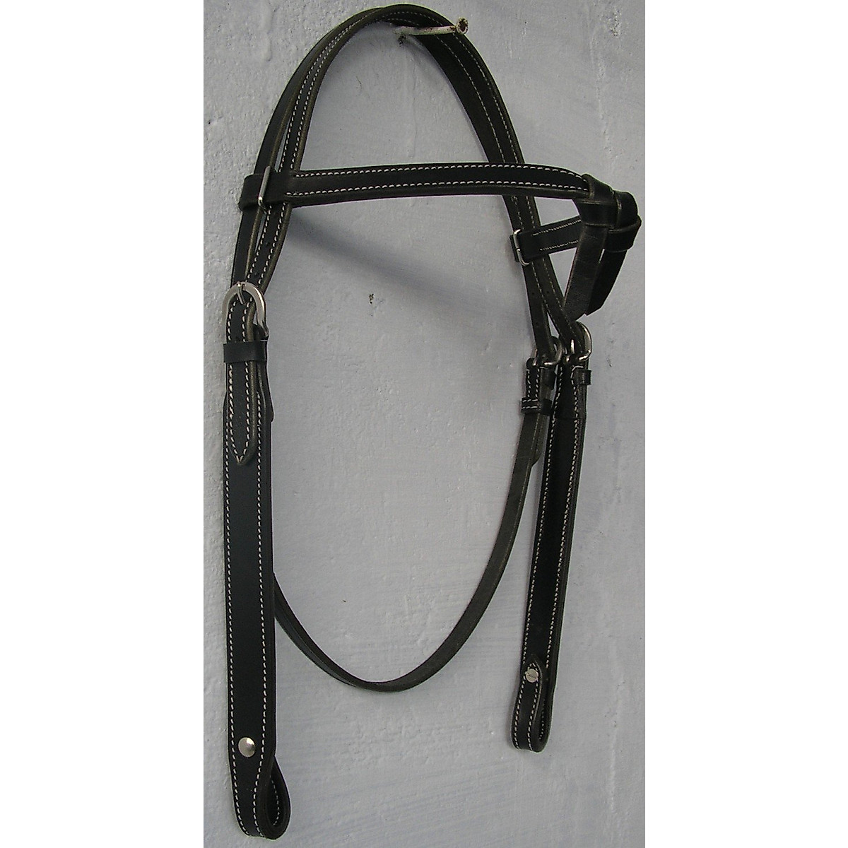 GSk Reitsports New Western Primium Genuin Leather Headstall Knotted Brow Band Headstall Black