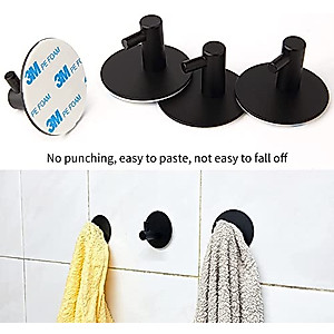 KINMINGZHU 2pcs Black Self Adhesive Hooks, Self Adhesive Wall Mounted Hanger，No Drill No Screw for Key Coat Towel for Kitchen Bathroom Toilet