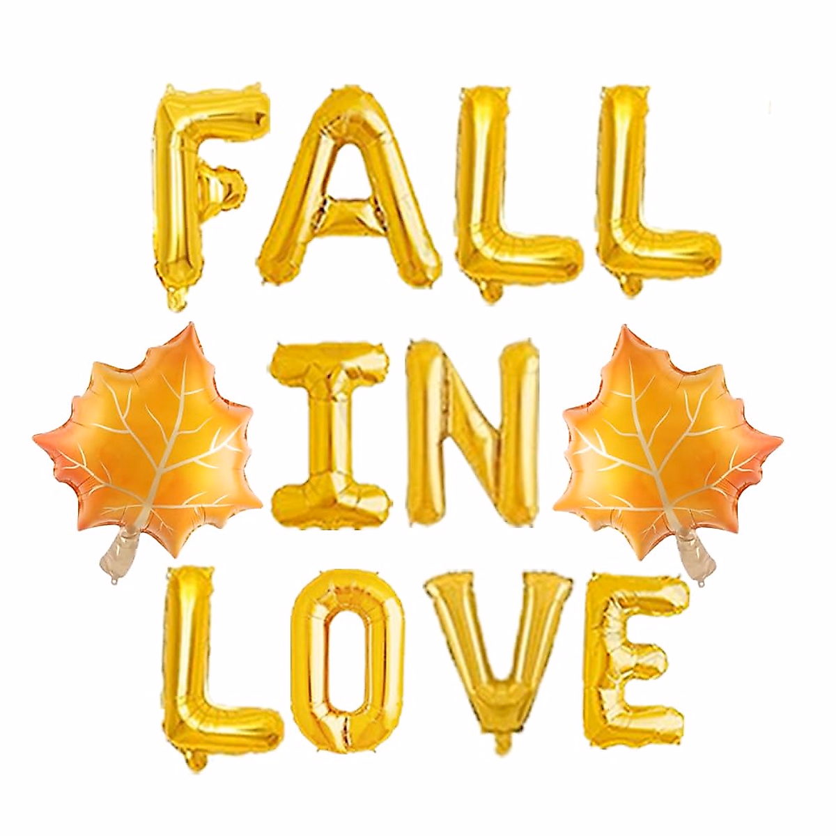 Fall In Love With Maple Leaves Balloons, Gold Autumn Party Sign, Wedding/Engagement/Bridal Shower/Bachelorette Party Decoration Supplies
