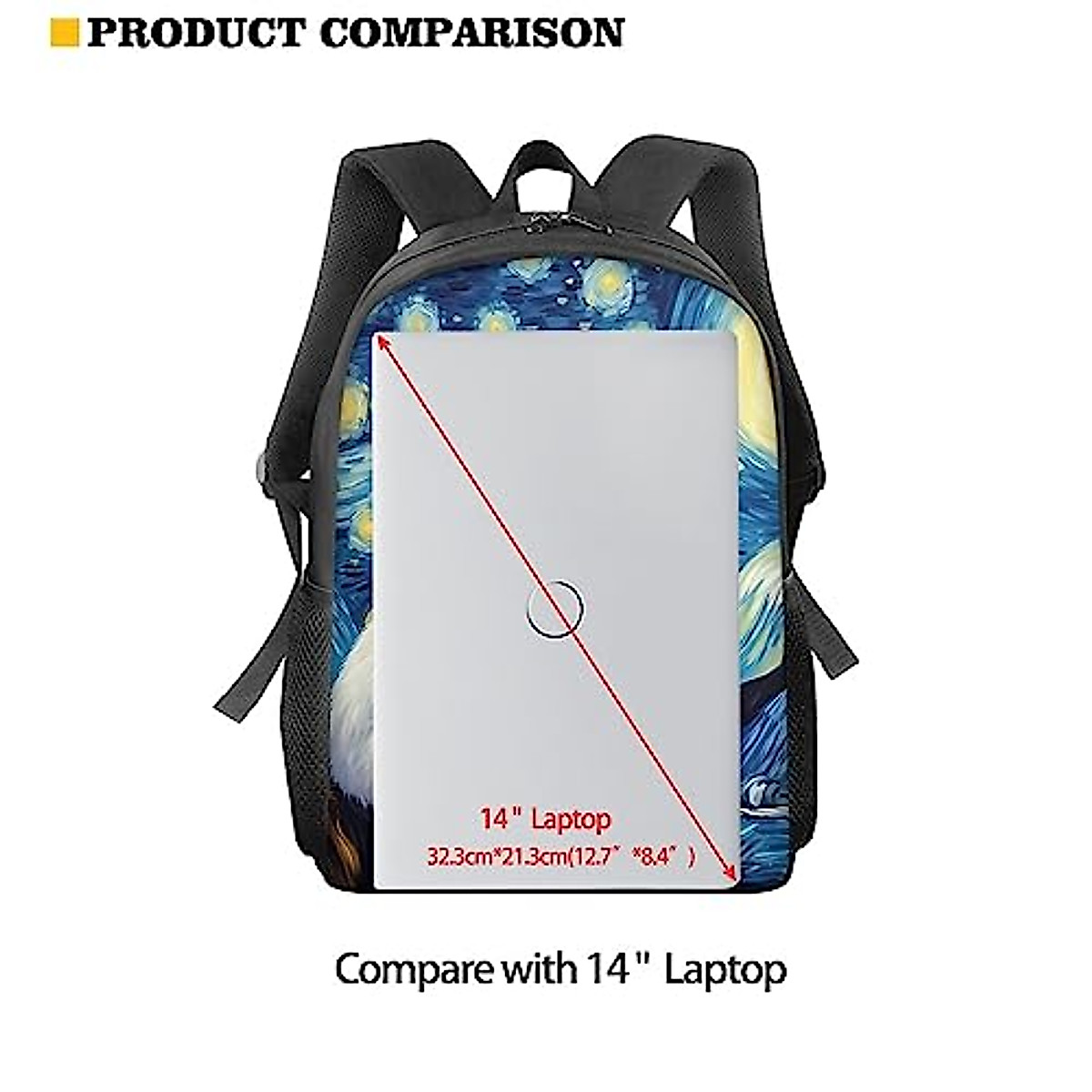 DMOYALA Art Painting Cat 15 Inch Laptop Backpack for Women Girls Japanese Style Utility Unique Schoolbag with Zipper Hiking Backpack for School Back to School Supplies Multi-function Gym Backpack