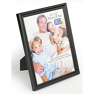 Displays2go Wooden Photo Frames for 8.5 x 11 Inch Prints in Portrait or Landscape, for Tabletop or Wall Use, Black - Set of Six