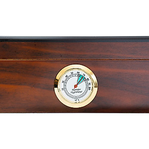 Handmade Humidor up to 25 Corona-Size Cigars, Glass Top Cigar Humidor Box, 100% Spanish Cedar Wood, Luxury Desktop Humidor with Hygrometer and Humidifier, High Gloss Walnut Finish.