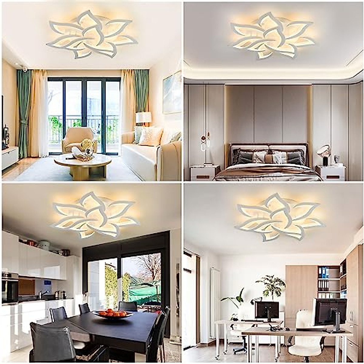 LED Ceiling Light Dimmable ,Modern Flower Ceiling Light with Remote Control, Chandelier for Ceiling Large Lamps, Acrylic Ceiling Lighting Fixtures for Living Room Bedroom 10 heads/Ø85cm/33.5in