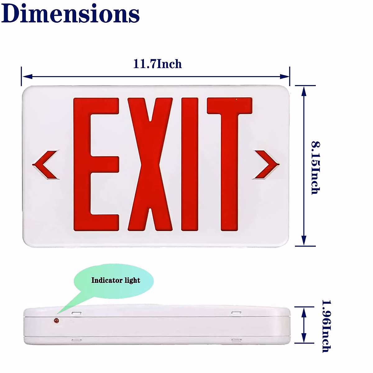 LED Emergency Exit Sign with 90 Minute Battery Backup, Double Sided Red Emergency Exit Light, US Common Criteria, ABS Fire Resistant (UL Listed 120-277V) (1 Pack)