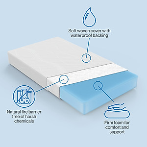 Child Craft Dream Catcher Infant Crib Mattress and Toddler Mattress, Waterproof and Machine Washable Cover with Non-Toxic Fire Barrier, CertiPUR-US Certified (5" Thick)