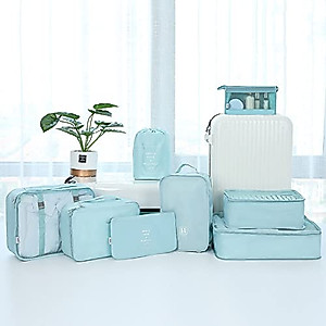 Treonca 8 Piece Packing Cubes for Luggage, Suitcase Cube Organizer,Lightweight Mesh Zipper, Clothes, Shoes, Luggage Organizer (beige)